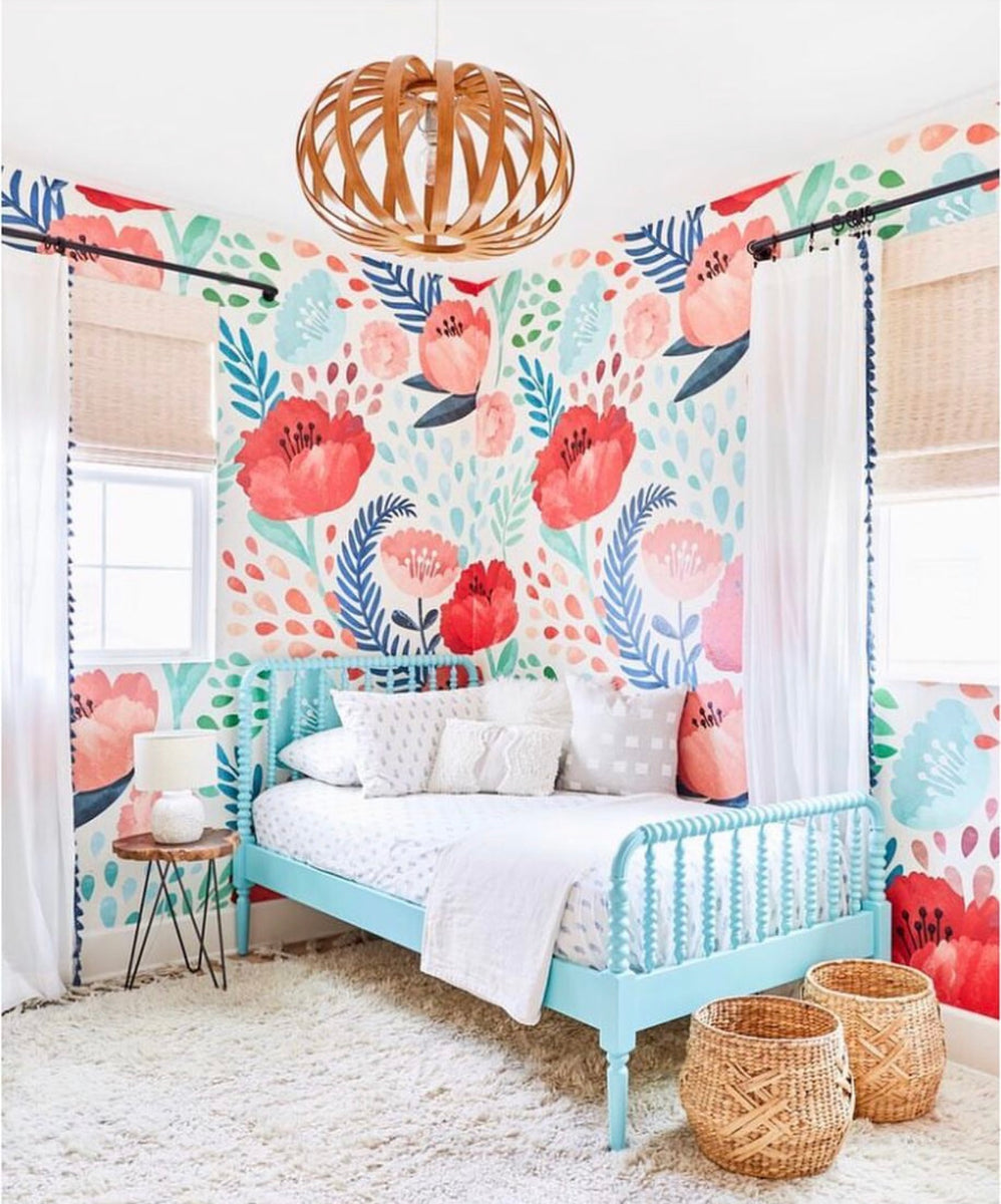 Crimson Poppy Wall Mural: A Bold, Playful Design for Kids' Rooms – Anewall